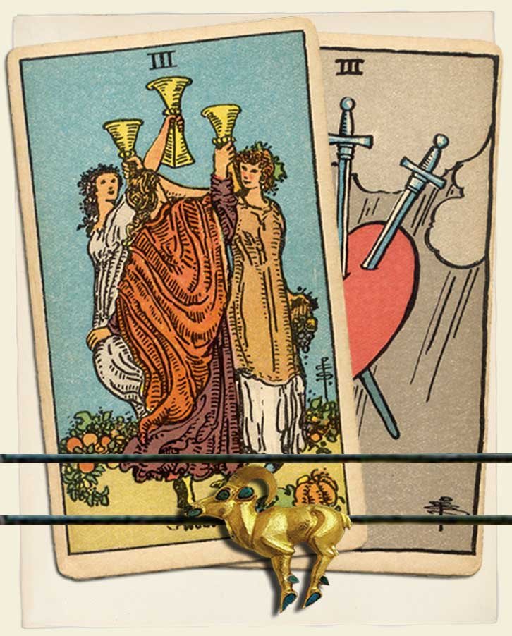 Three of Cups and Three of Swords Combination Reading (with insights ...