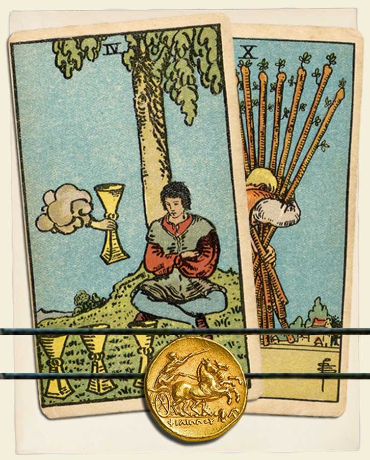 Four of Cups and Ten of Wands Combination Reading (with insights for ...