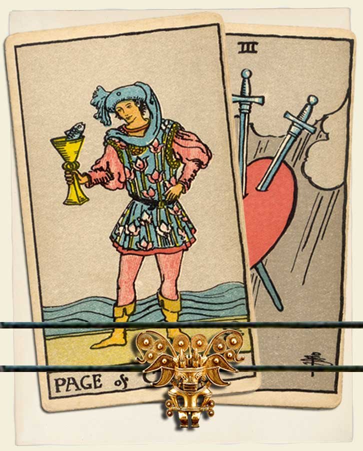 Page of Cups and Three of Swords Combination Reading (with insights for love & relationships ...